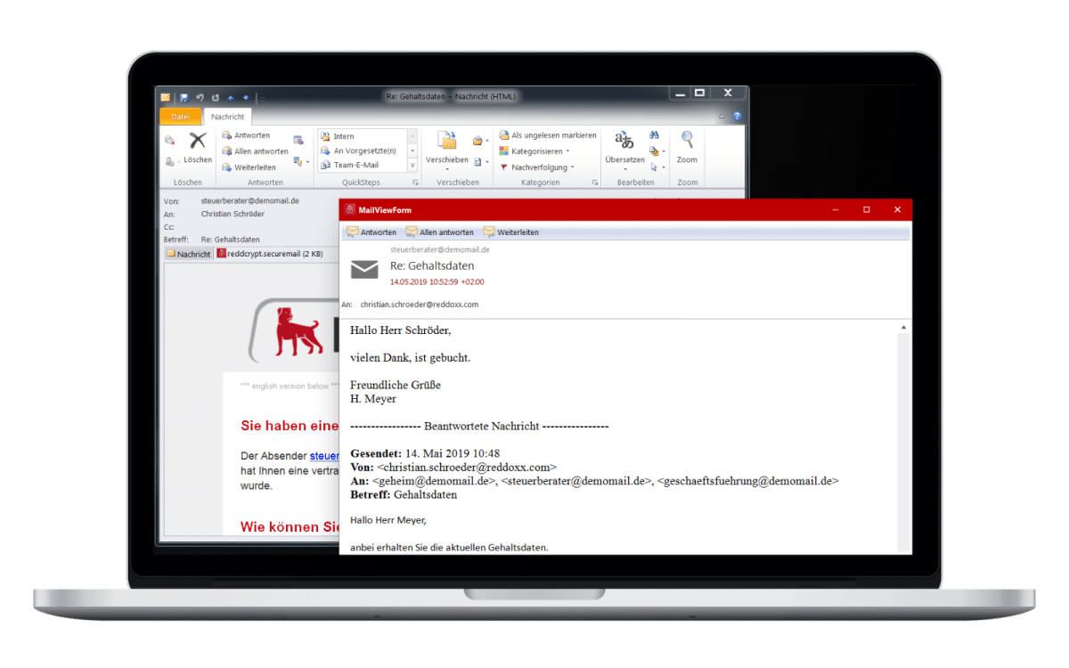 REDDCRYPT Windows app - Look and feel of a standalone mail client
