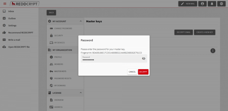 Decrypt emails of former employees with the Master Key